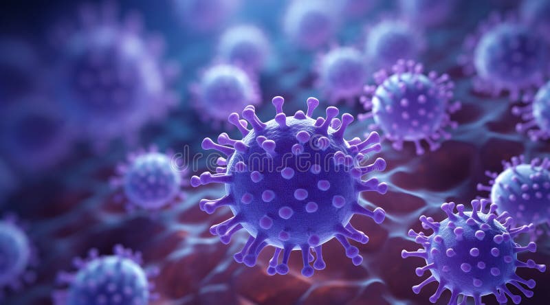 Pathogens in Purple: a 3D Microscopic Perspective Stock Photo - Image ...
