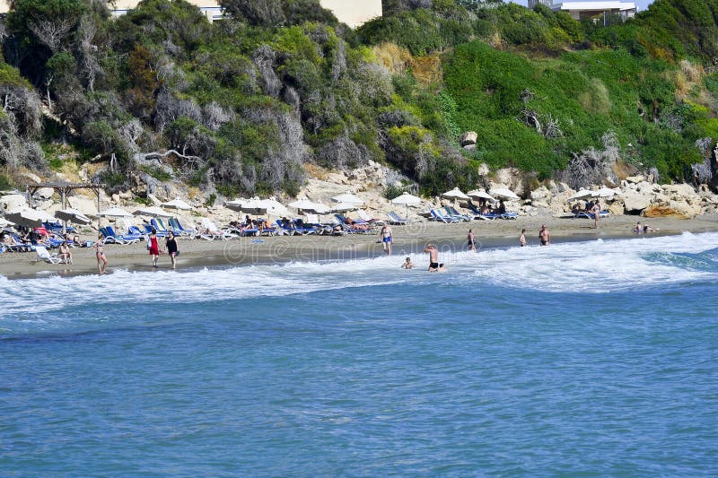 PATHOS, CYPRUS June, 2017. the Beach of the Coral Beach Hotel Resort ...