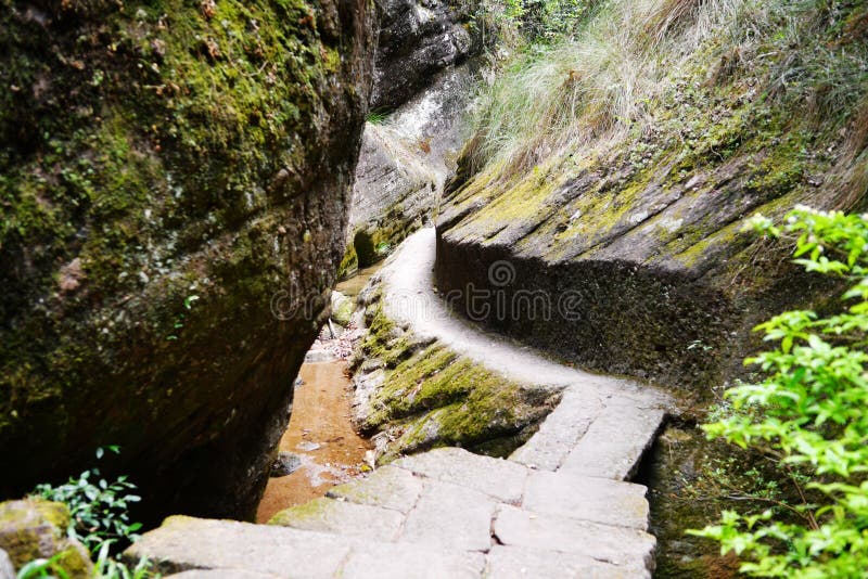 Paths Carved on Rocks in the Mountains Stock Image - Image of panorama ...
