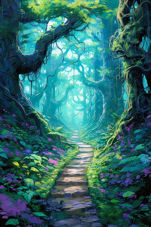 The Paths of the Forest: a Fairy Tale Romance Stock Illustration ...