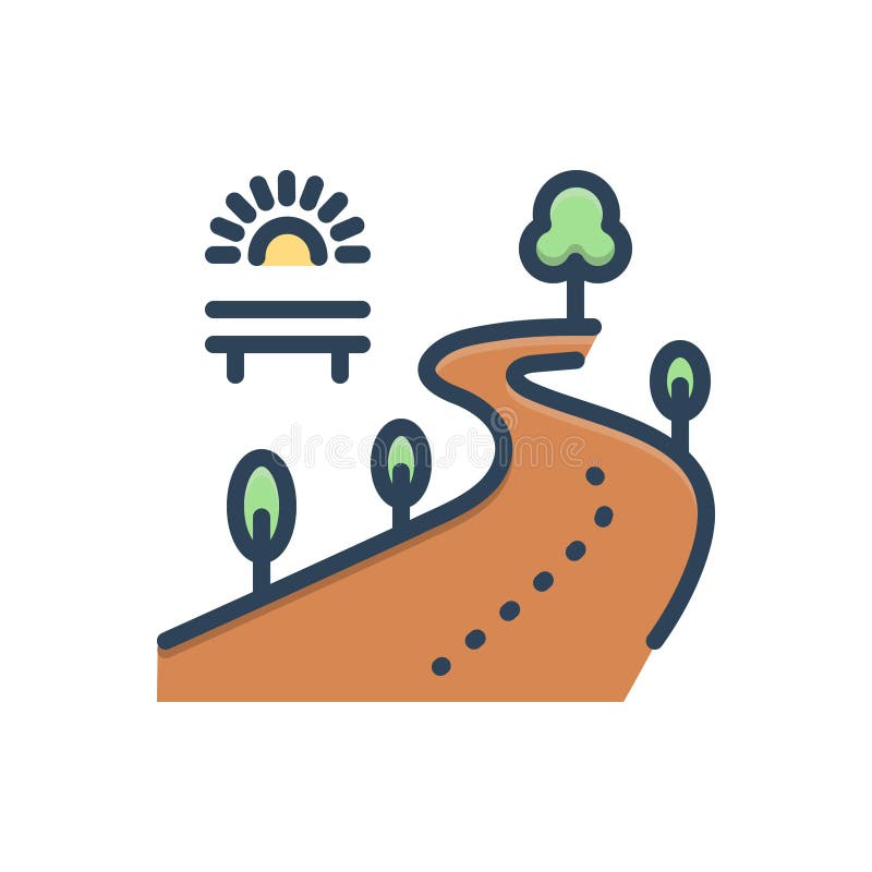 Color Illustration Icon for Paths, Road and Pathway Stock Illustration ...
