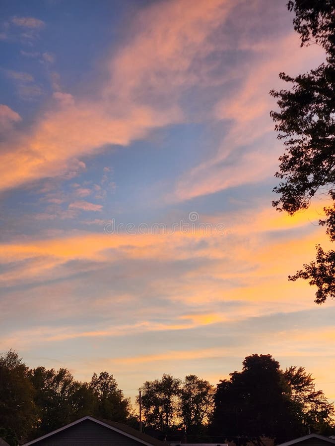 Paths in the sunset sky stock image. Image of sunset - 271809477