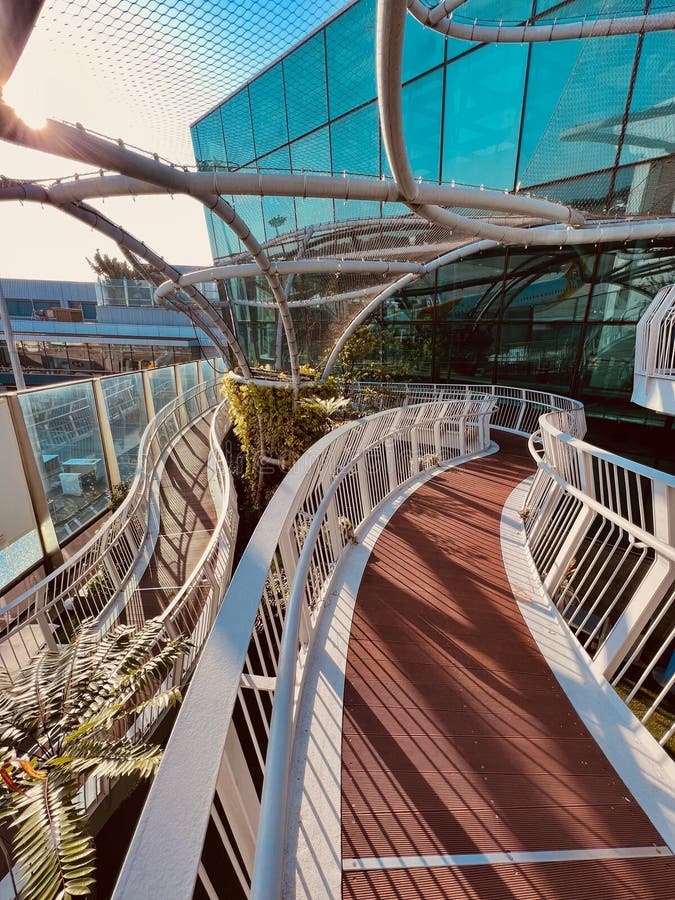 Pathway Along the Modern Building Stock Photo - Image of light, metal ...