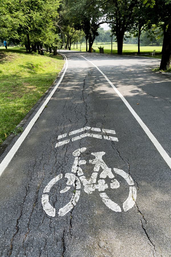 Pathway for Bike and Cyclists in the Park Stock Photo - Image of ...