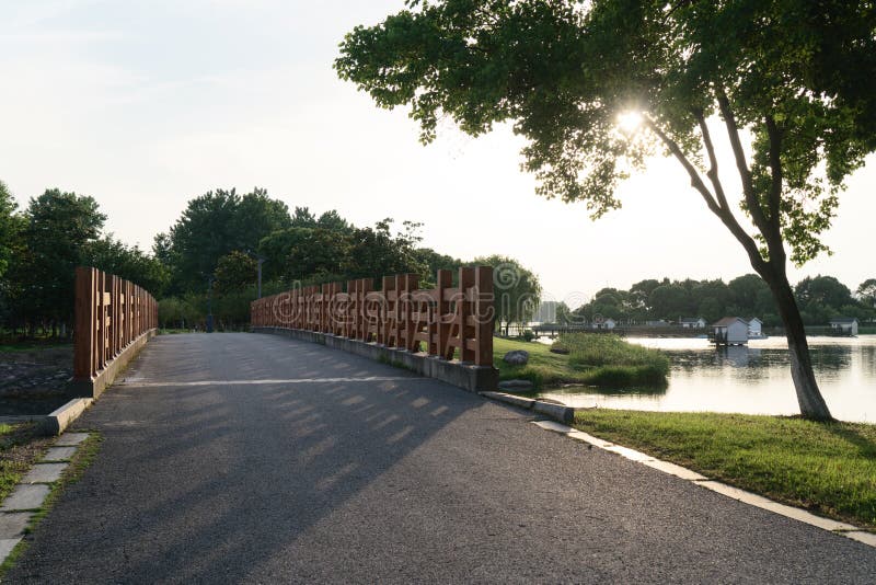 The Pathway Bridge in the Public Park Stock Image - Image of field ...