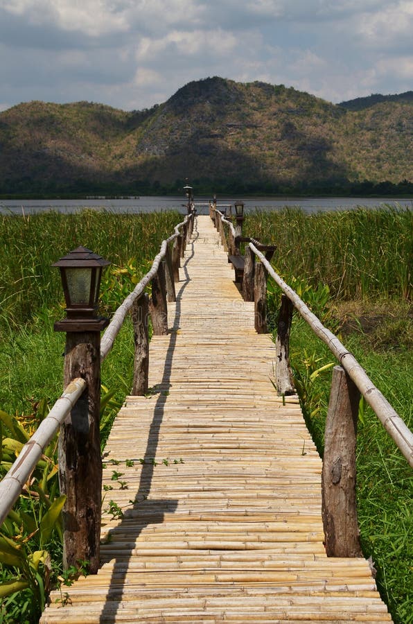 Pathway Bridge Wood To Lake Stock Photo - Image of outdoors, pedestrian ...