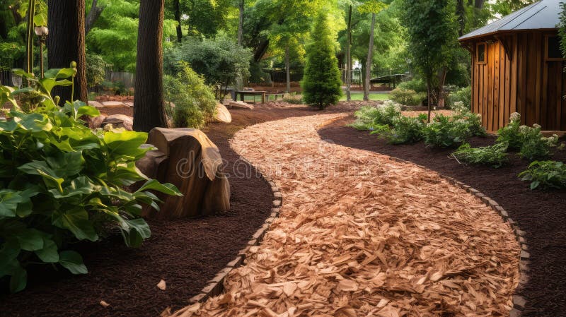 Pathway cedar wood chips stock illustration. Illustration of aroma ...