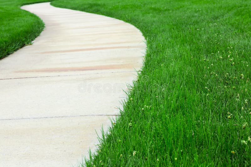 Pathway through green lawn stock photo. Image of yard - 55821960