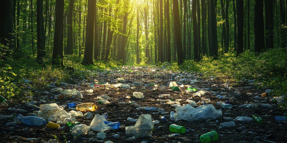 Pathway Covered with Litter in a Dense Forest Illuminated by Sunlight ...