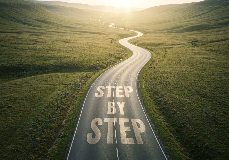 Step by Step Winding Road Perseverance Determination Path Stock ...