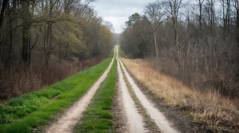 Pathway Divided by Greenery and Bare Land Illustrates Climate Change ...