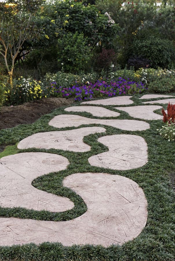 Pathway in flower garden stock image. Image of plant - 47240183
