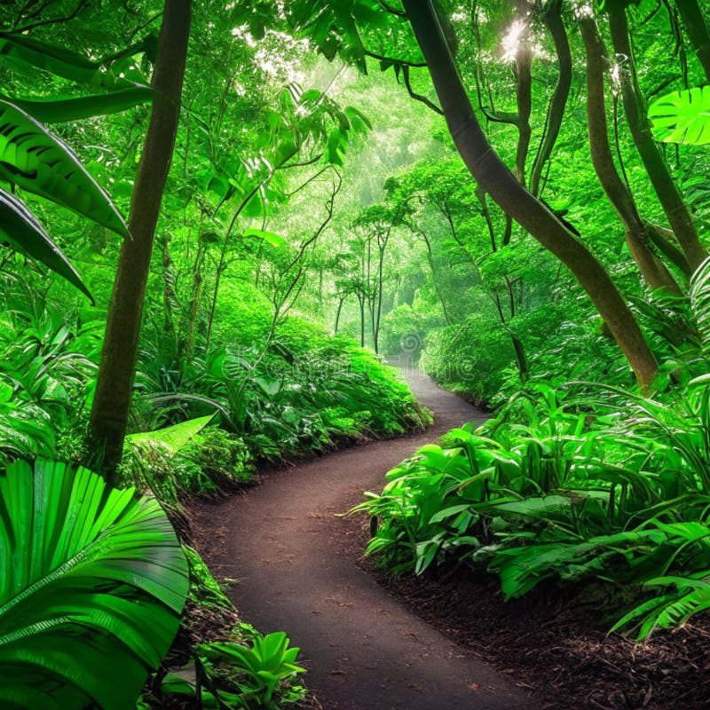 Pathway in the Forest. Panoramic Image of a Path in the Forest Stock ...