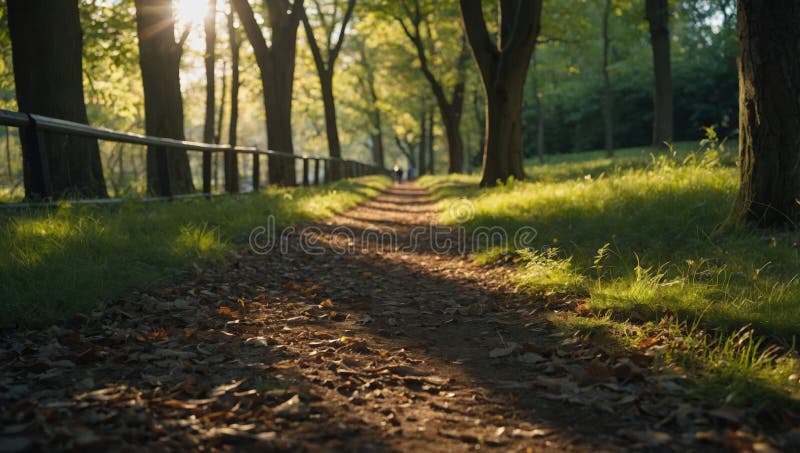 Pathway through Forest Trees in a Tranquil Park Setting Stock ...