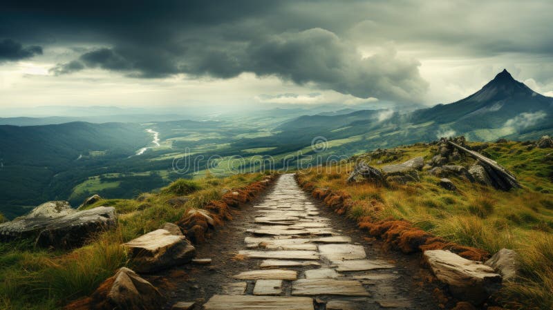 Pathway Forward into a Beautiful Serene Landscape. Horizon Views Over ...