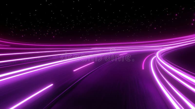 The Pathway of the Future is Created by a Curved Road that is Neon ...