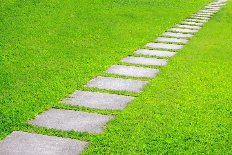 Stone Path in Green Grass Garden Texture Stock Image - Image of pathway ...