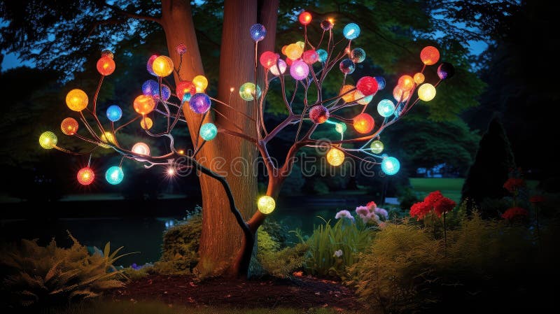 Pathway garden lights stock illustration. Illustration of ambiance ...