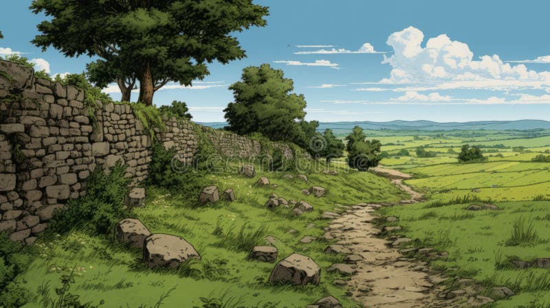 Exploring Ancient Germany Iron Age Comic Style Wall Path Stock ...