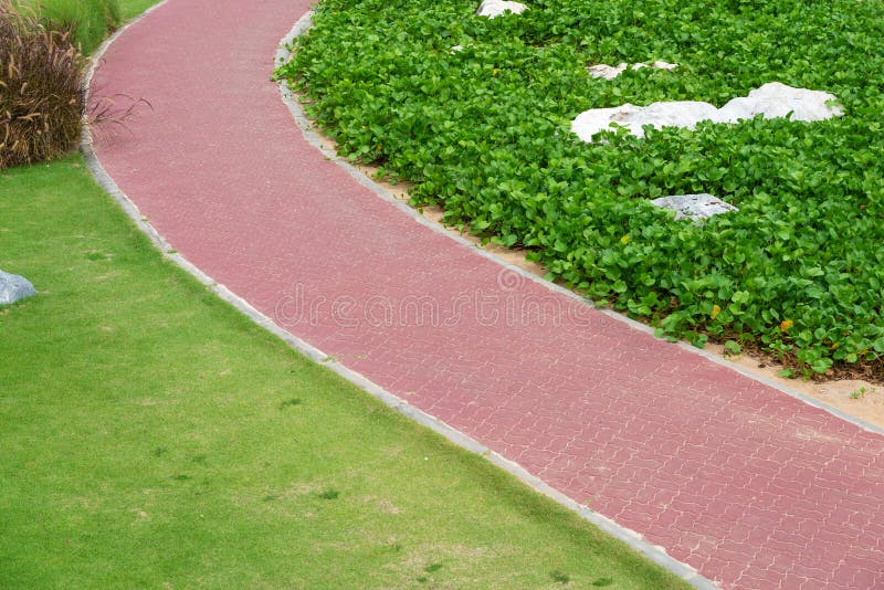 Pathway with Green Grass in Garden Stock Photo - Image of construction ...
