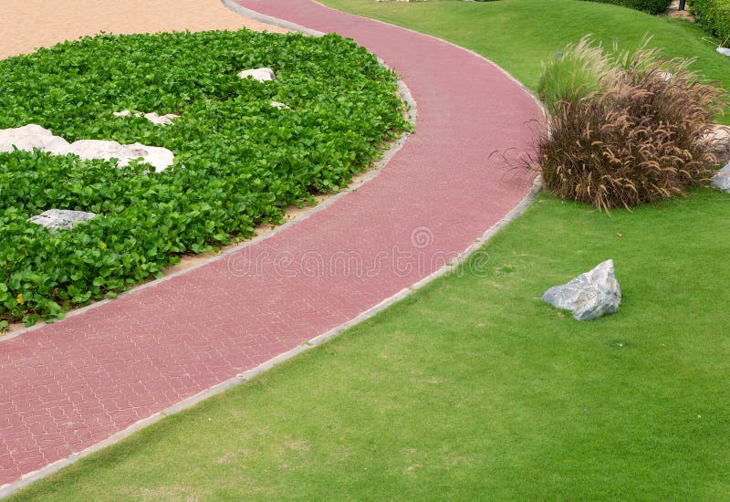 Pathway with Green Grass in Garden Stock Image - Image of pathway ...