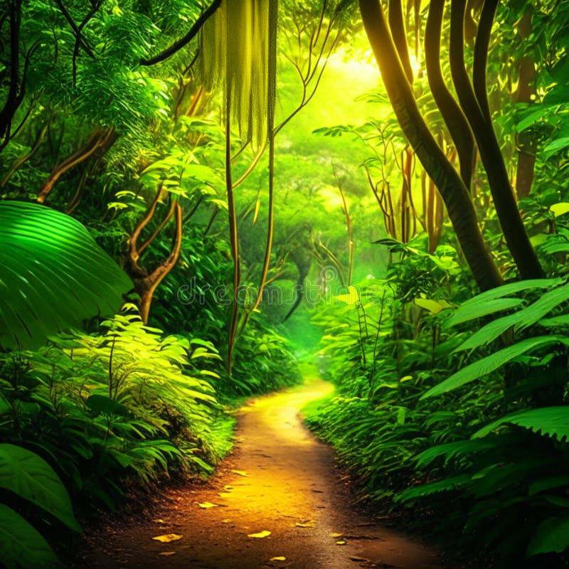 Pathway in the Forest. Panoramic Image of a Path in the Forest Stock ...