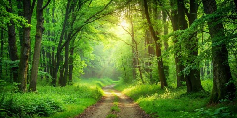 Pathway in Green Wild Forest Background Woods Background Generative by ...