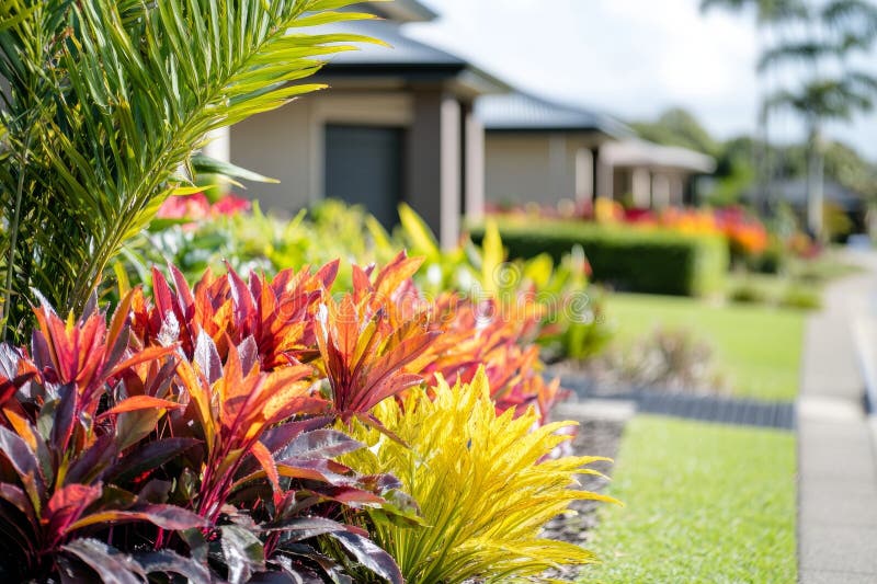 A Pathway Illuminated by Sunlight, Brick Homes, and Dense Tropical ...