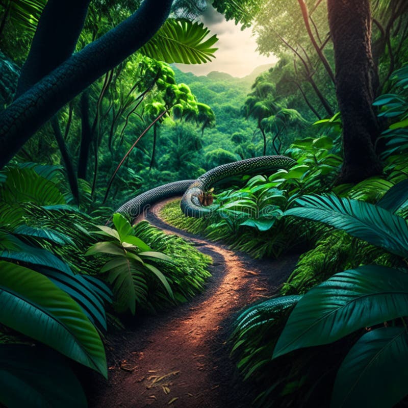 Pathway in the Jungle. Panoramic View of Tropical Forest Stock Photo ...