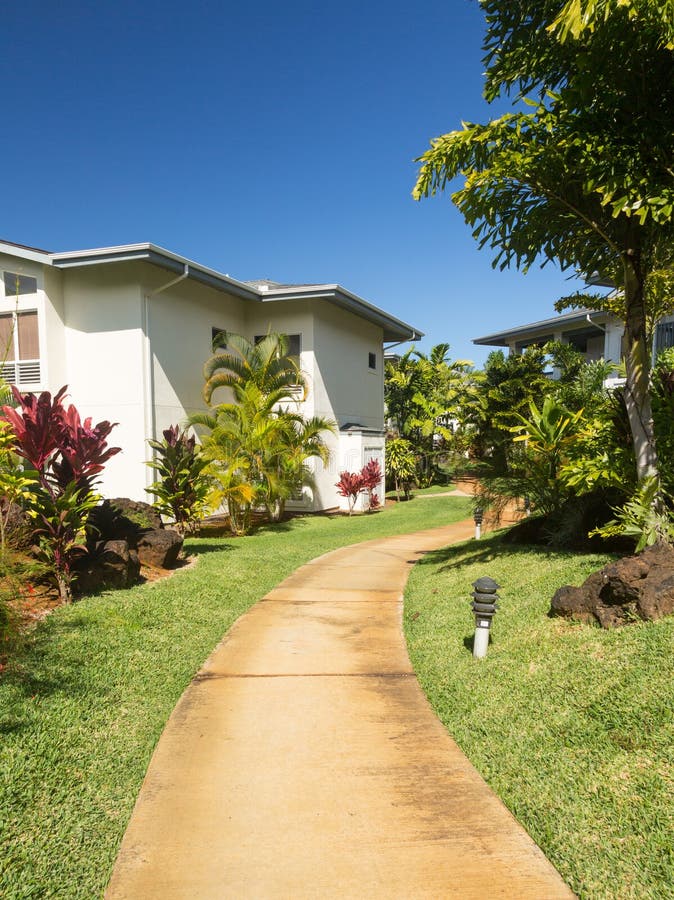 Pathway through Landscaped Ground at Resort Stock Image - Image of ...