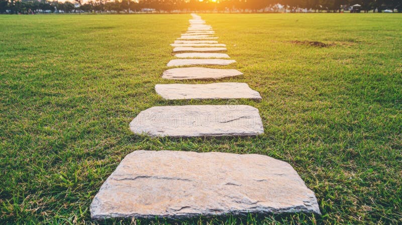 A Pathway of Large, Flat Stones in a Park. Stock Photo - Image of scene ...