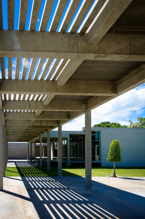 Pathway and the lath roof stock image. Image of park - 38564985