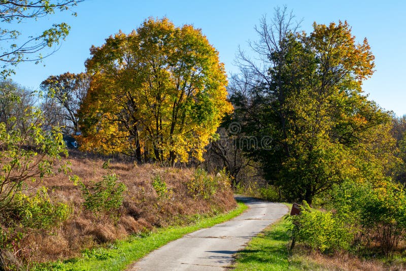 A Pathway Leading into an Autumn Forest at Valley Forge National ...