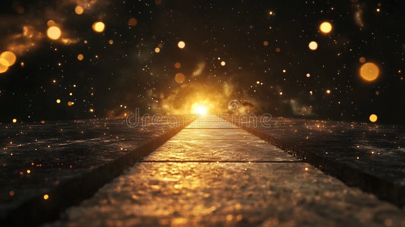 Pathway Leading To Bright Light with Sparkling Particles Stock ...