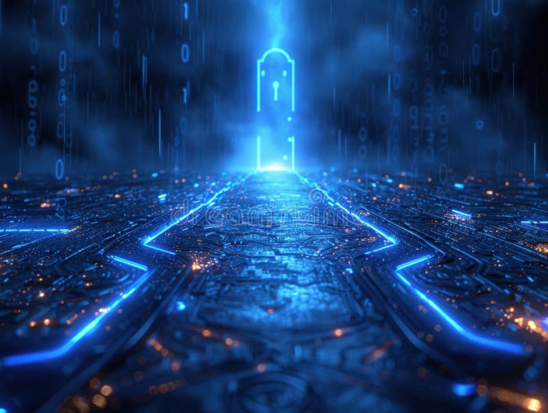 Pathway Leading To a Digital Keyhole Surrounded by Data Streams Stock ... Pathway Leading To a Digital Keyhole Surrounded by Data Streams Stock ...