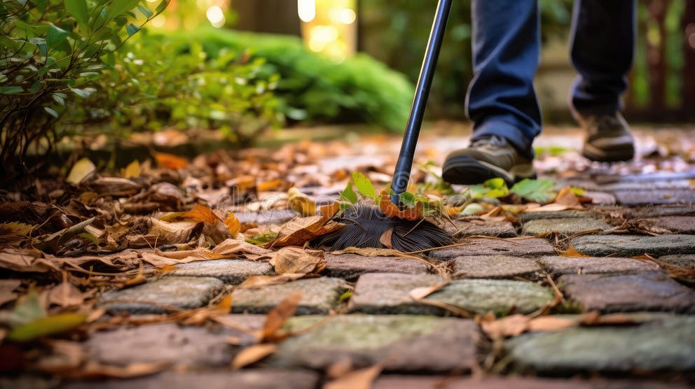 Pathway leaf brush stock illustration. Illustration of yard - 372209357