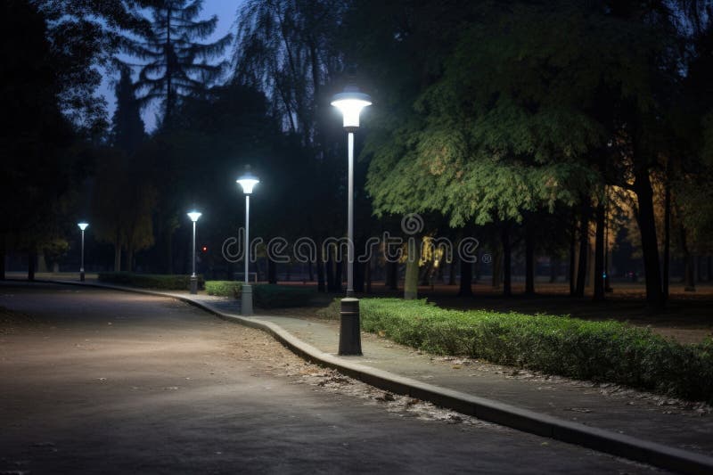 Pathway Light with Motion Sensor in a Park Area Stock Photo - Image of ...