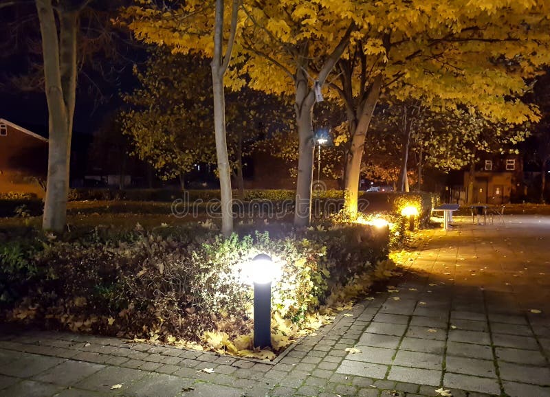 Pathway with Light stock image. Image of night, town - 130970259