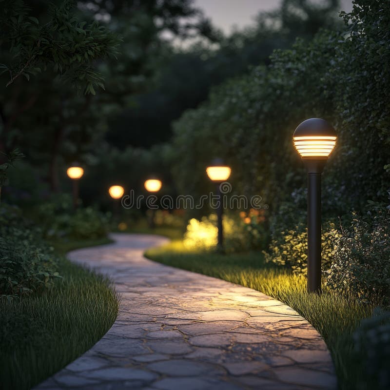 Smart Pathway Lighting Visualization with Realistic Evening Glow and ...