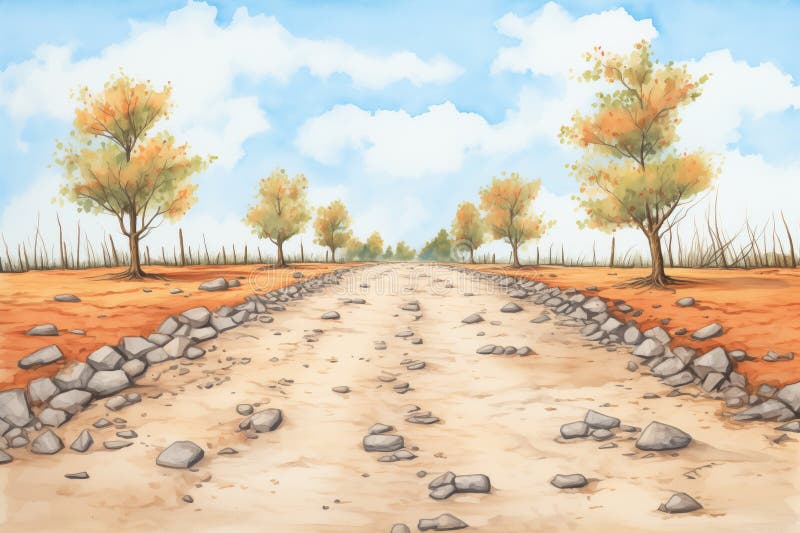 A Pathway Lined with Horse Hoof Prints on a Dirt Road Stock Image ...