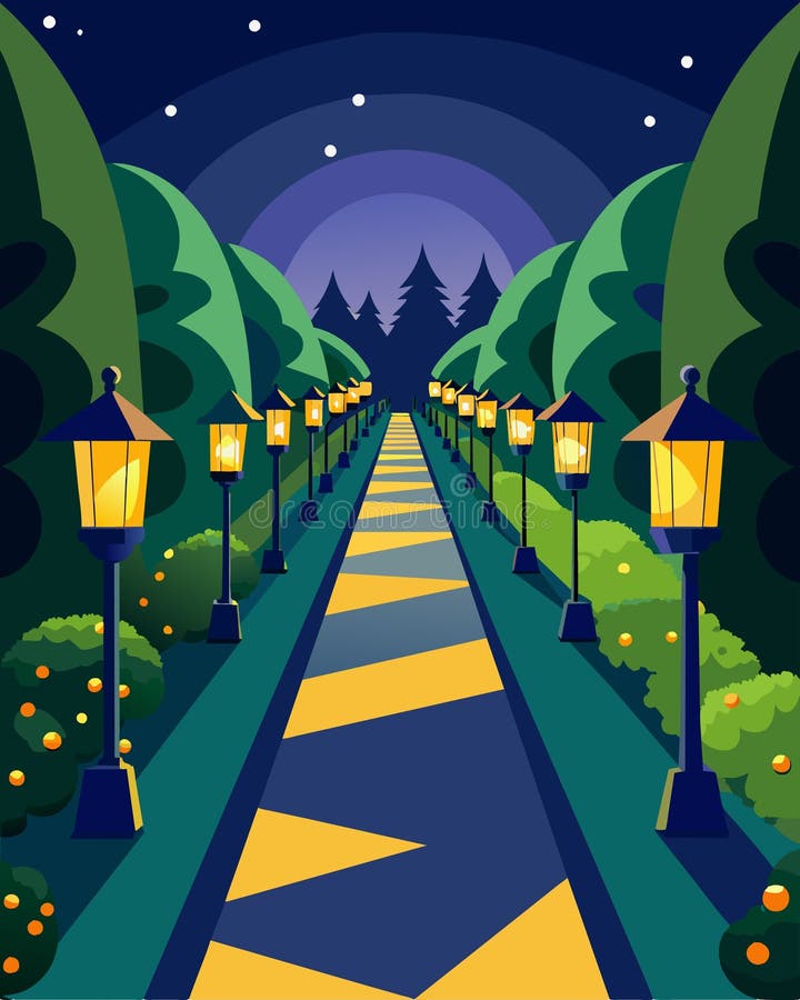 A Pathway Lined with Shimmering Solar Garden Lights Guiding the Way ...