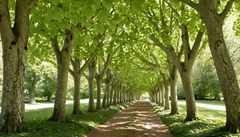 Pathway Lined with Trees stock illustration. Illustration of tree ...