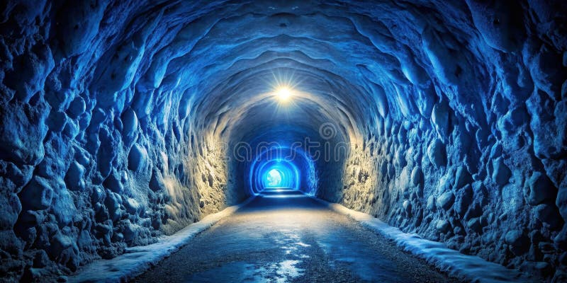 A Pathway through a Luminescent, Icy Tunnel Leading To a Bright Light ...