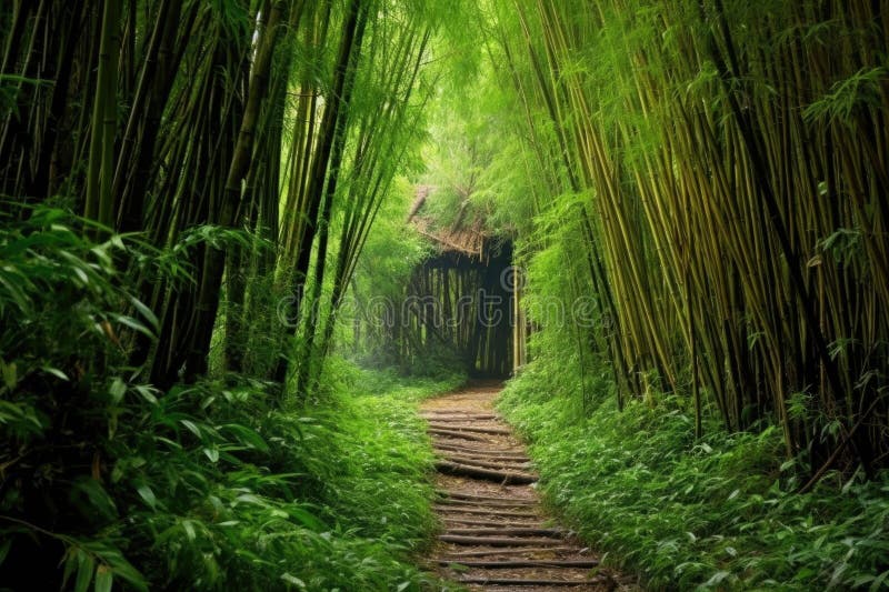Pathway through the Bamboo Forest in Bamboo Forest. 3d Rendering AI ...