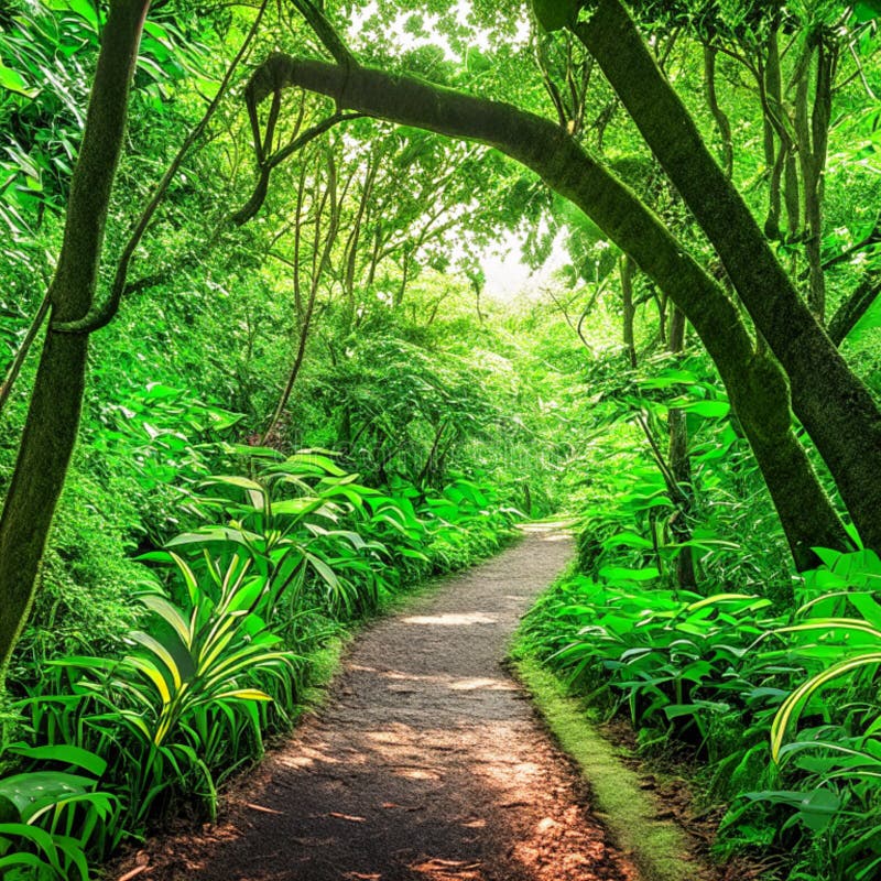 Pathway in the Forest. Panoramic Image of a Path in the Forest Stock ...