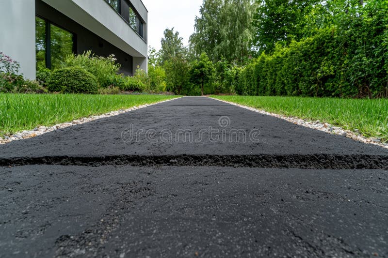 Pathway through a Modern Garden with Green Grass and Trees. Stock ...