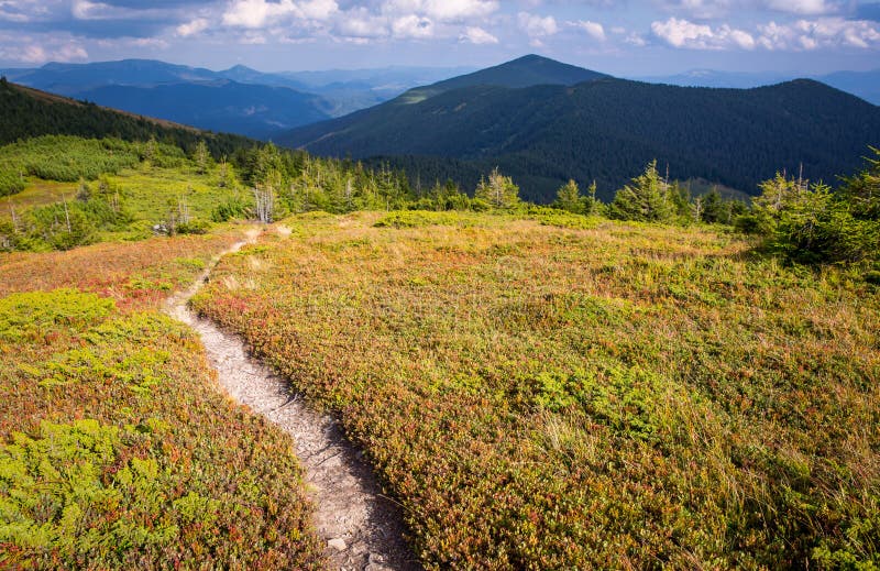Pathway between Mountains with a View. Stock Photo - Image of track ...