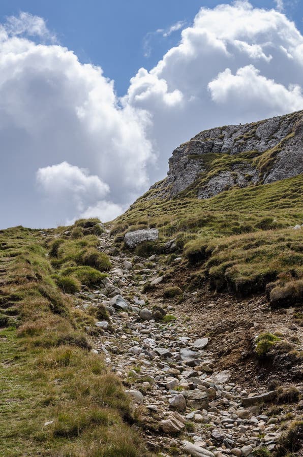 Pathway between Mountains with a View. Stock Photo - Image of track ...