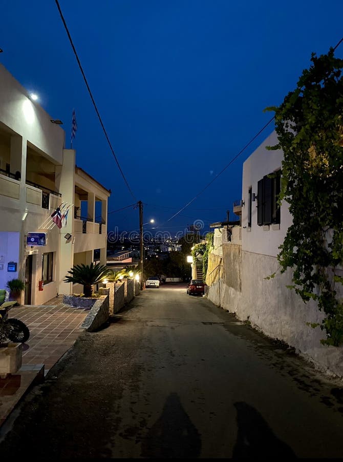 Pathway during the Night in Greece Stock Photo - Image of suburb ...