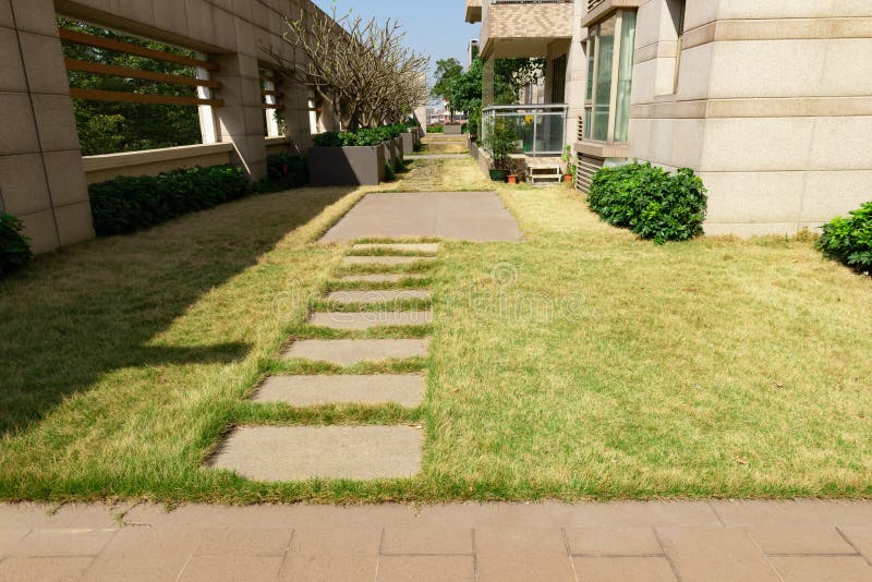 Pathway in Outdoor of Residential Building Stock Image - Image of ...